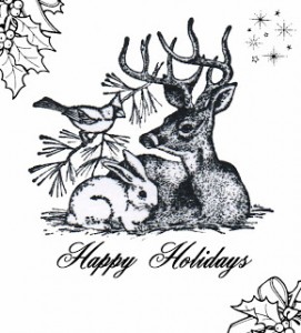 Freebie: Woodland Animals Christmas Holiday Digital Stamp – Card Making