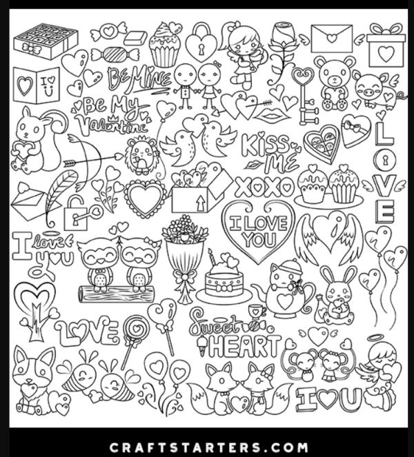 50+ FREE Valentine’s Day Digital Stamp Assortment – Card Making - Artshow24