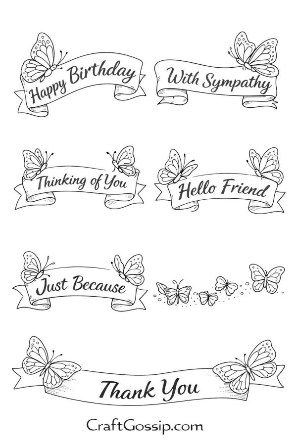 Free Butterfly Digital Stamps for Card Making, Coloring and Paper ...
