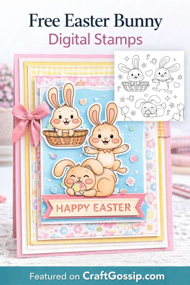 FREE Easter Bunny Digital Stamp Set – Card Making