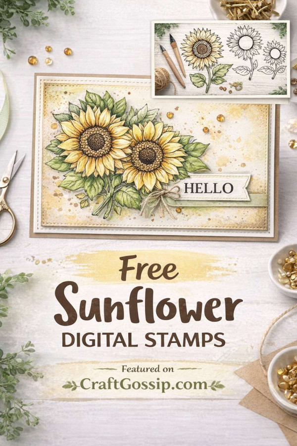 FREE Sunflower Digital Stamps – Card Making