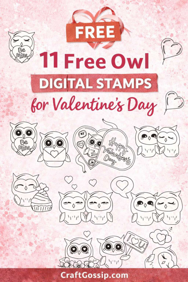 11 FREE Owl Digital Stamps for Valentine’s Day – Card Making