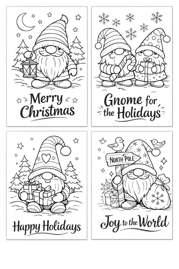 6 FREE Christmas Gnomes Coloring Pages – Card Making