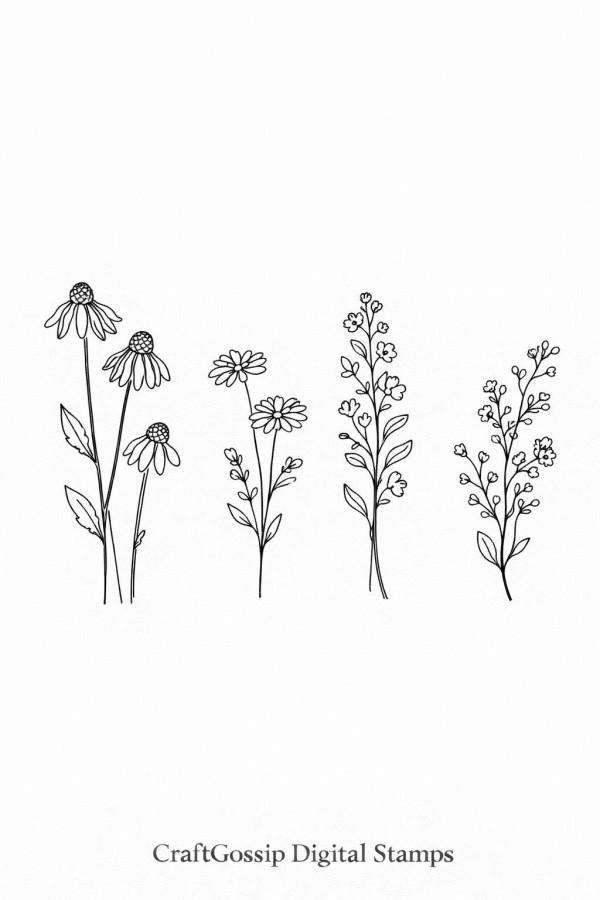 Free Wildflower Digital Stamps for Cardmaking and Paper Crafts – Card ...